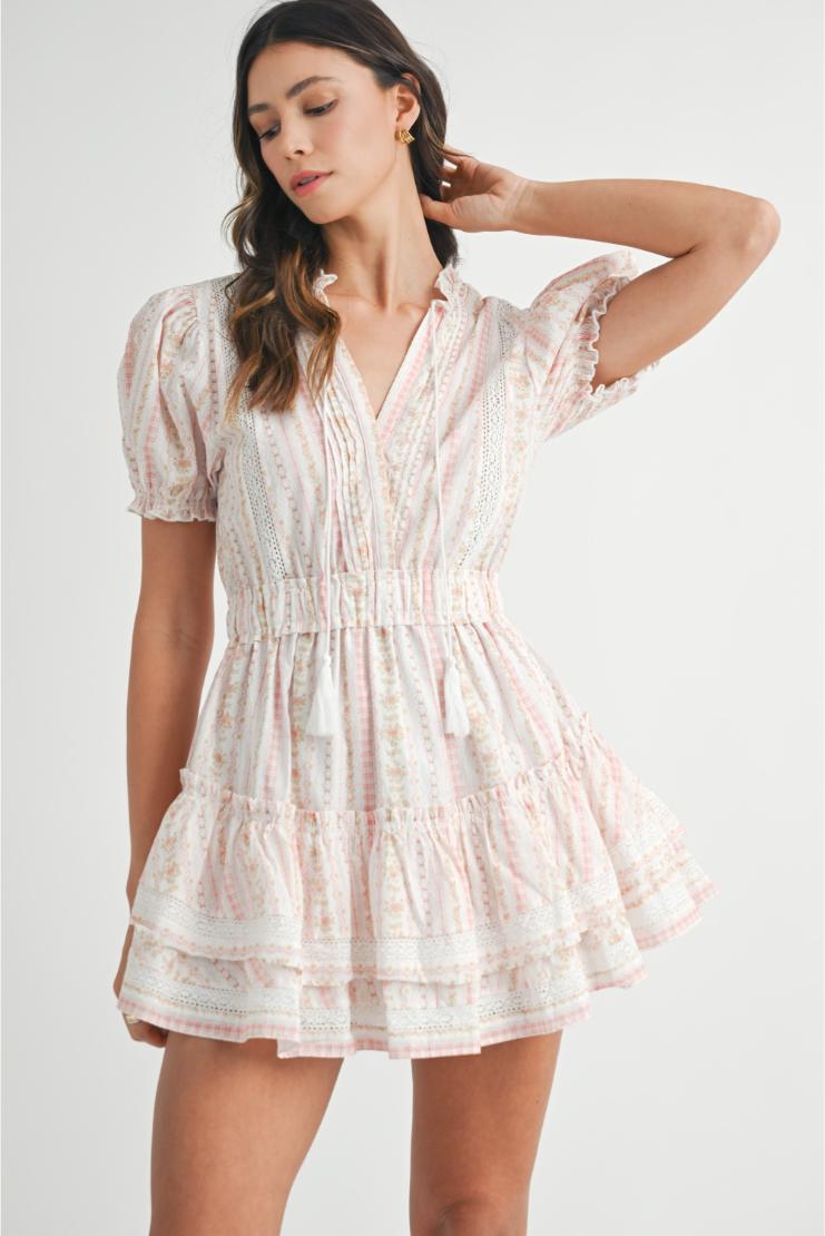 Gabriella Floral Print Ruffled Tiered Mini Dress - Coral – Pippa & Pearl