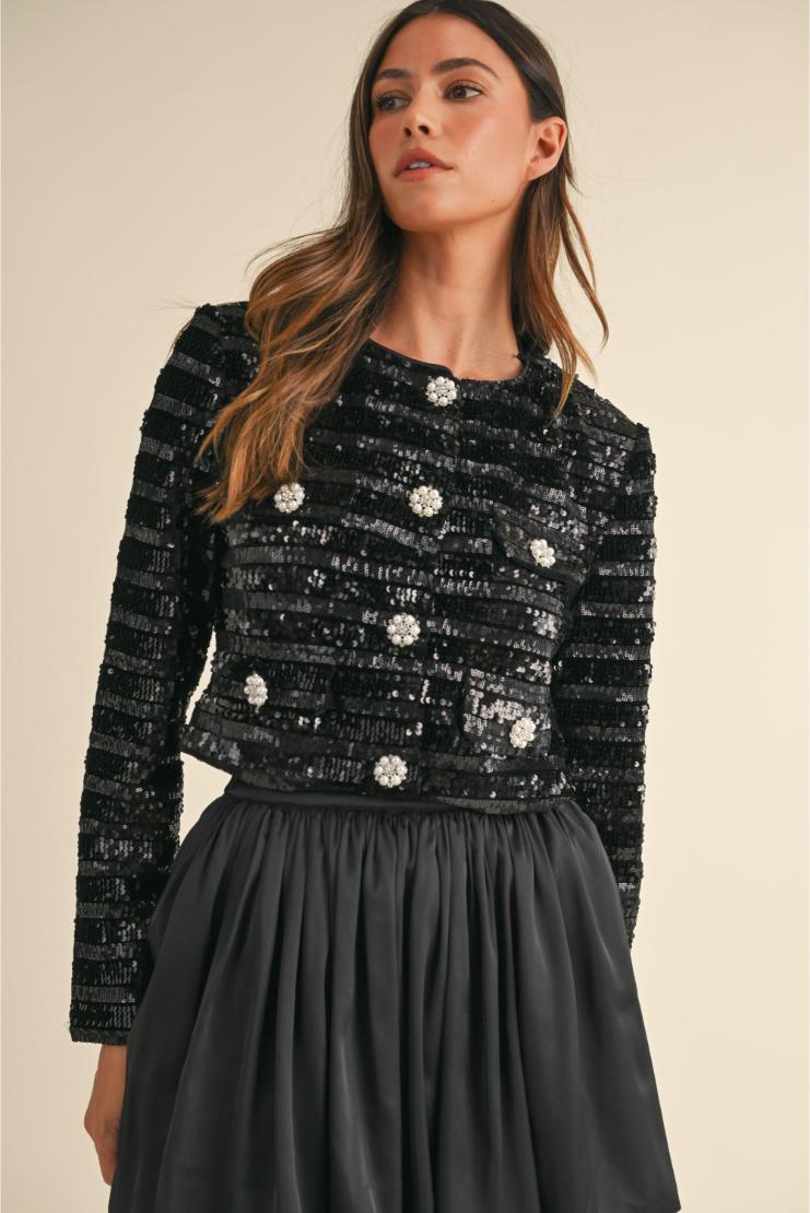 Taylor Sequined Velvet Jeweled Cropped Jacket – Pippa & Pearl