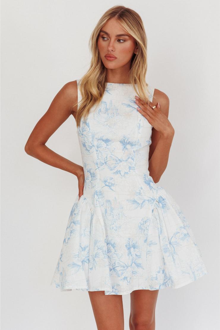Brooklyn Florals Fit & Flare Mini Dress - Blue – Pippa & Pearl