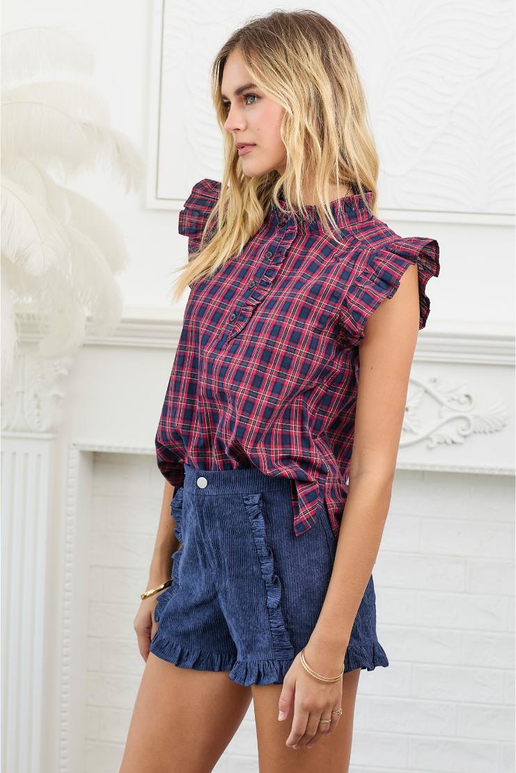 Annie Plaid Ruffled Cap Sleeve Top – Pippa & Pearl