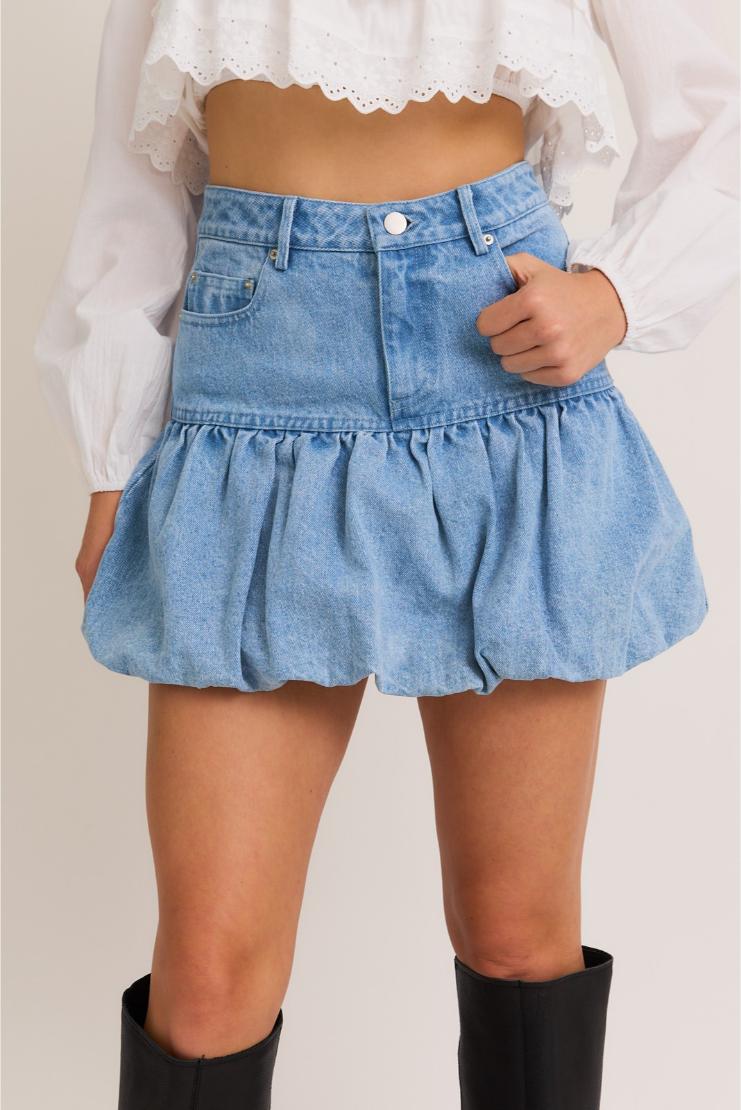 Miley Denim Puff Hem Mini Skirt – Pippa & Pearl