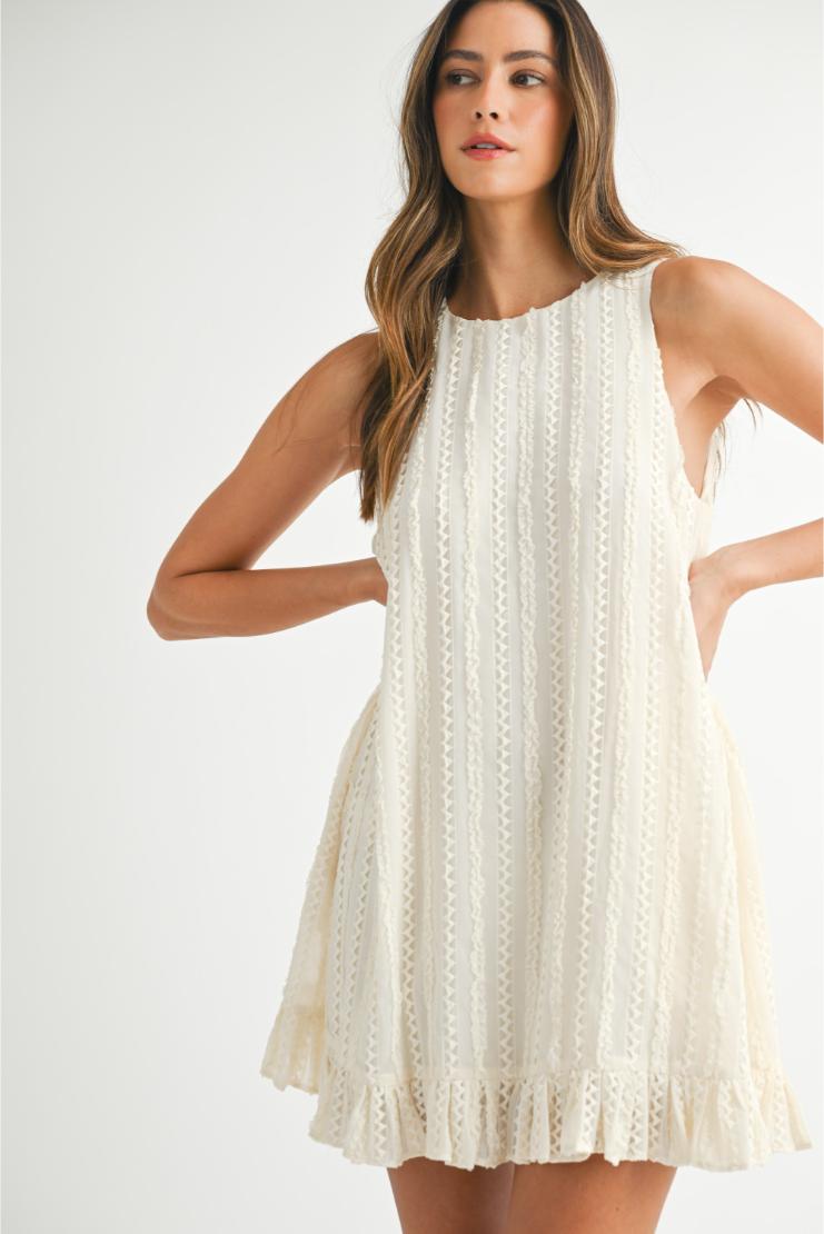 Alexis Textured Ruffle Hem Mini Dress - Ivory – Pippa & Pearl