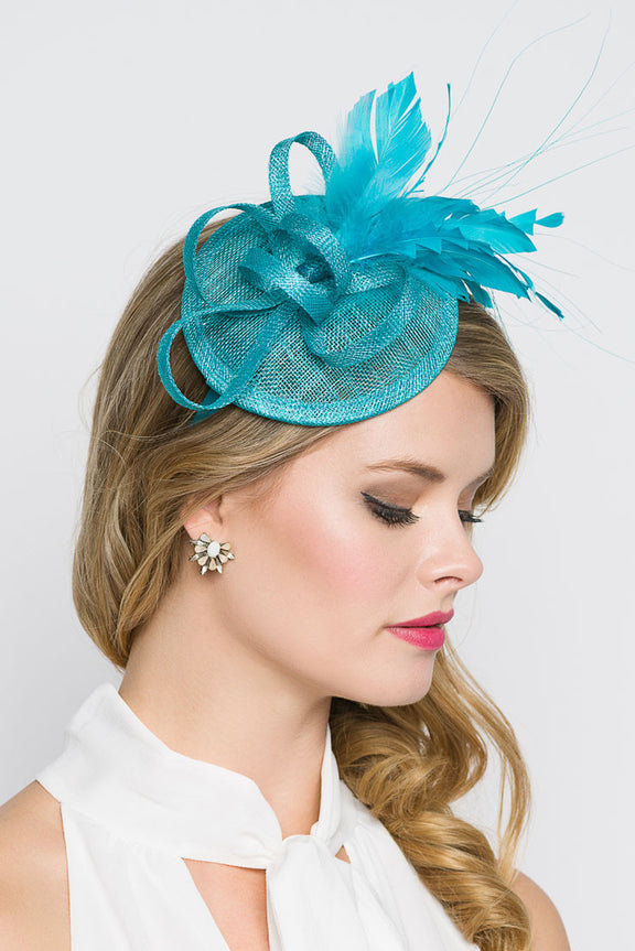Arianna Fascinator - Turquoise – Pippa & Pearl