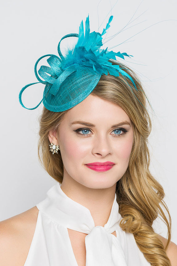 Arianna Fascinator - Turquoise – Pippa & Pearl