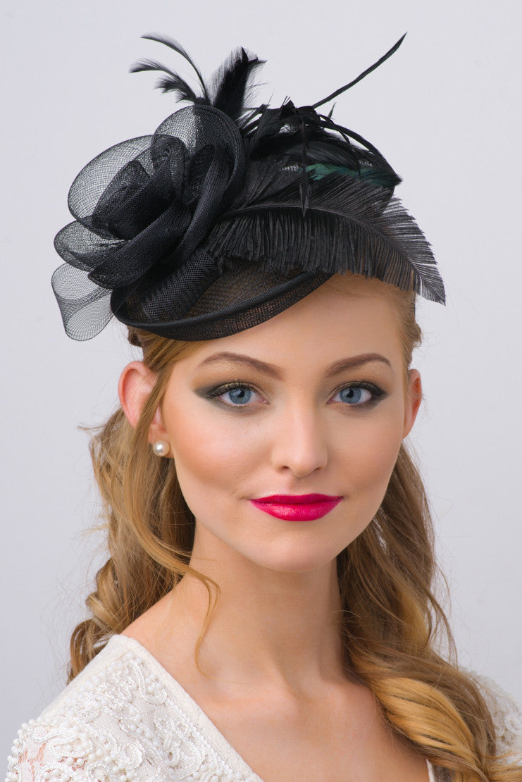 Kate Fascinator - Black Hat – Pippa & Pearl