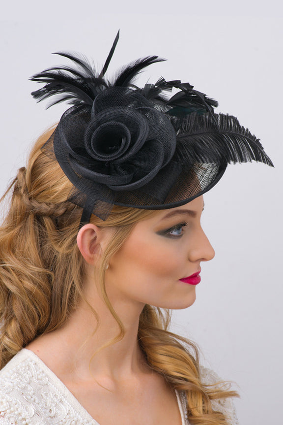 Kate Fascinator - Black Hat – Pippa & Pearl