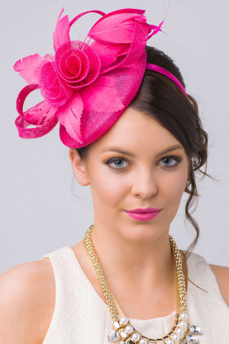 Emelia Rose Fascinator - Fuchsia – Pippa & Pearl