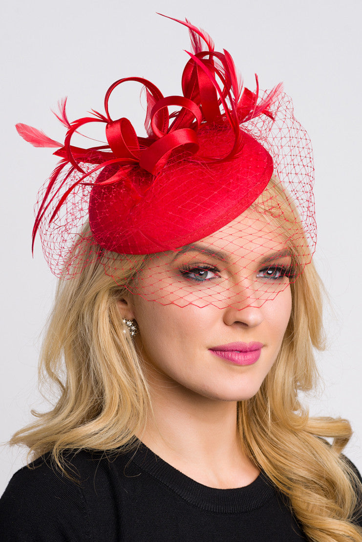 Juliet Felt Fascinator - Red Hat – Pippa & Pearl
