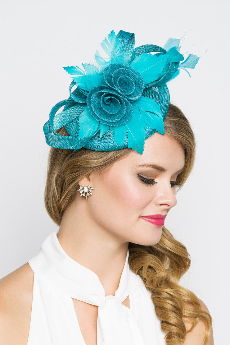Emelia Rose Fascinator - Turquoise – Pippa & Pearl